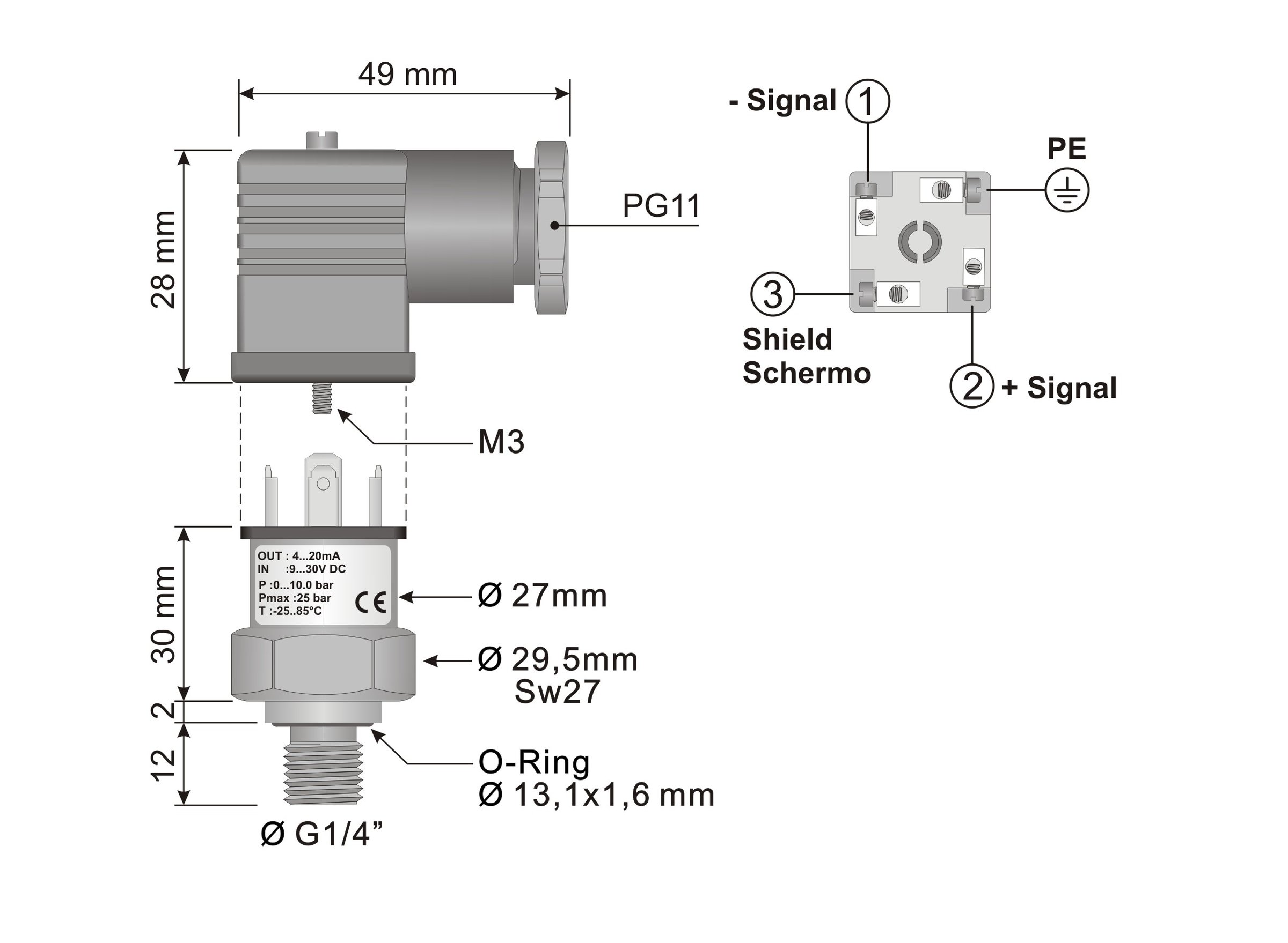 Pressure transmitters /mbar - PPS ceramic film
